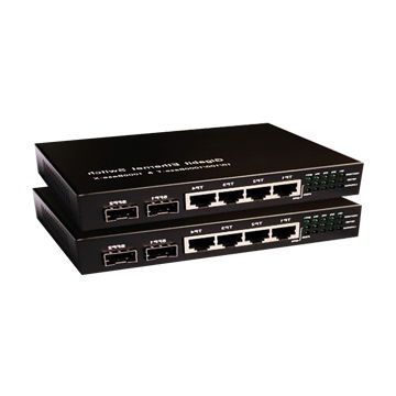 4*10/100/1000 Base TX to 2*1000M FX Fiber SFP Converter, Fiber SFP ...