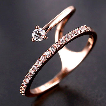Buy Wholesale China Copper Metal Ring With Clear C.z Stones 18k Rose ...