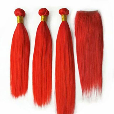 Buy Wholesale China Red Human Hair Weave 3bundles With Closure 4x4 ...
