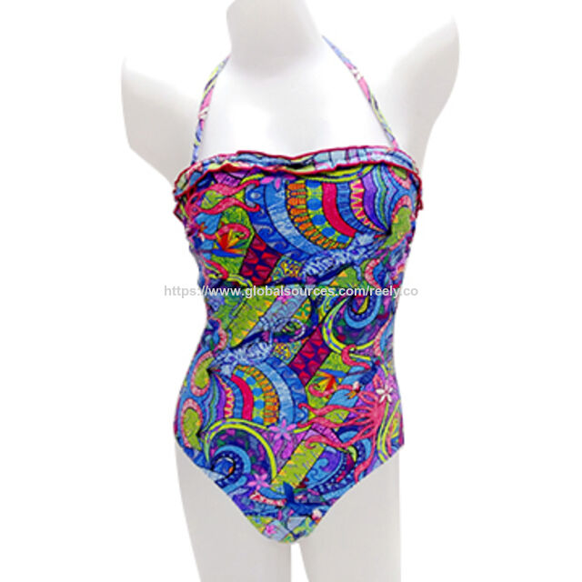 Colorful Printed One Piece Monokini Swimsuits for Women with Adjustable ...