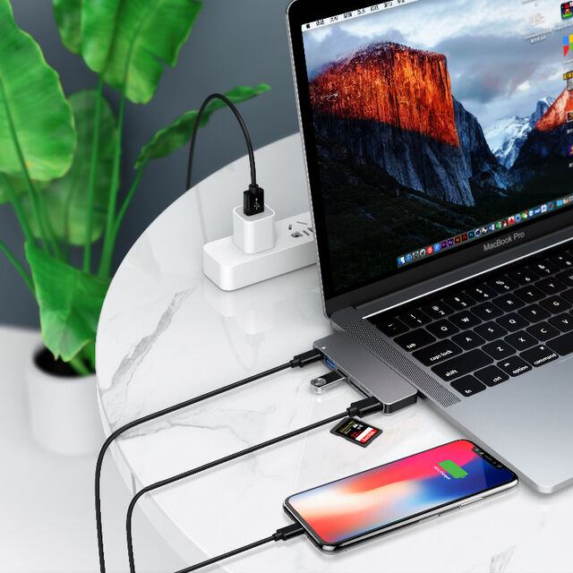 Buy China Wholesale Usb C Hub Mac Type-c Dual Hub Adapter For Macbook ...