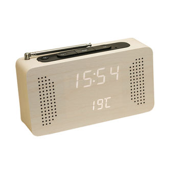 Buy Wholesale China Two speakers portable FM clock radios,Wooden ...