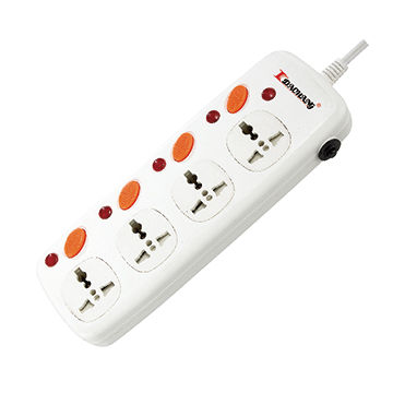 Universal power socket, 4 way patch board socket 13A 250V ABS/PC/PP ...