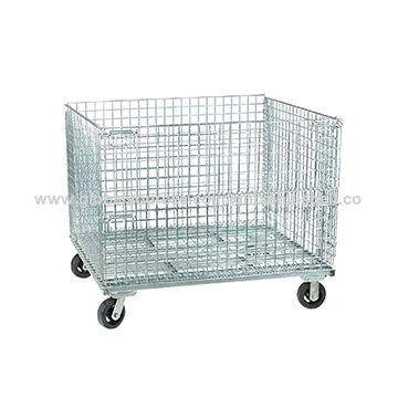 China Stackable Folded Galvanized Steel Welded Wire Mesh Container with ...