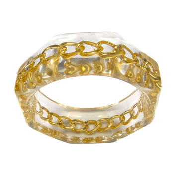 Buy Wholesale China Transparent Clear Resin Bangle With Gold Chain ...