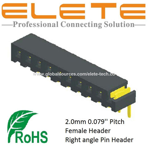 China Single Row Right Angle pin header, 2.00mm 0.079" Pitch Female ...