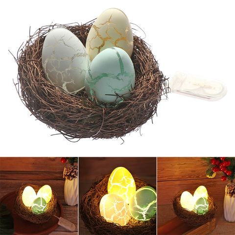 Creative Easter Lamp Decor LED Light With Egg Hand Rattan Woven Grass ...