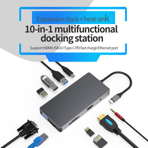 10 in 1Type c hub with HDMI VGA PD USB3.0 RJ45 SD TF Apple-style design ...
