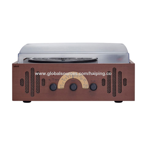 Retro turntable player, AM/ FM radio, Ceramic cartridge, Wooden case ...