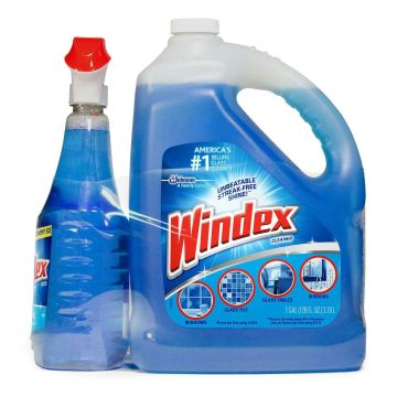 Windex Original Glass Cleaner 32 Oz Bottle & 128 Oz Refill Clean Shine ...