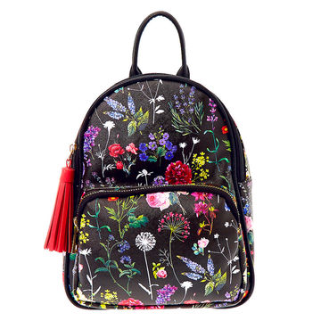 Buy Wholesale Hong Kong SAR Botanical Floral Mini Backpack - Black ...