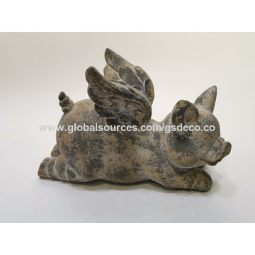 Buy Wholesale China Magnesia Grey Flying Pig With Wings Figurine Statue ...