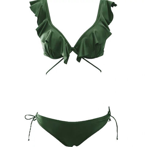 Buy Wholesale China Ruffle Top Bikini Set Low Rise Bottom Swimwear ...