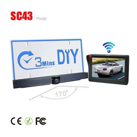 China Easy install solar battery powered car reversing wireless license ...