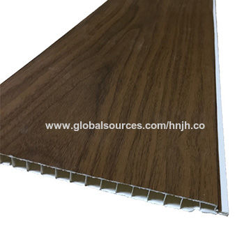 Wood grain flat laminated PVC wall panel popular for interior ...