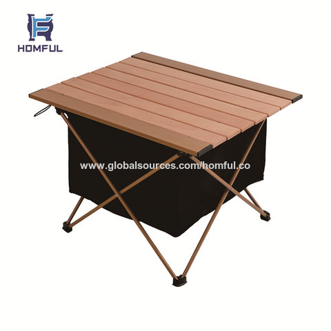 HOMFUL Camping Wood Table Outdoor Folding Picnic Table, Camping Wooden ...