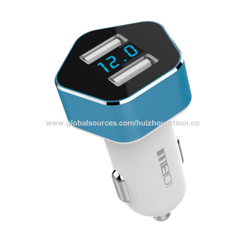 China 2.4A 12W Dual USB Car Charger Volt Meter Car Battery Monitor with ...