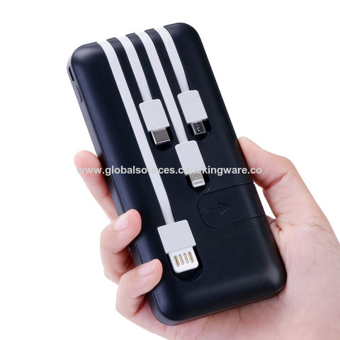 Ultra slim most popular built-in micro usb cable power bank with custom ...