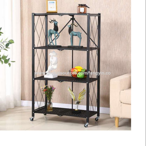 Buy Wholesale China 4 Tier Foldable Shelf, Movable Shelf, White/black ...