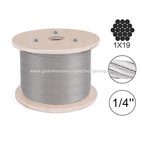 1/4" diameter 1x19 Type 316 Stainless Steel Cable Reel Flexible and ...