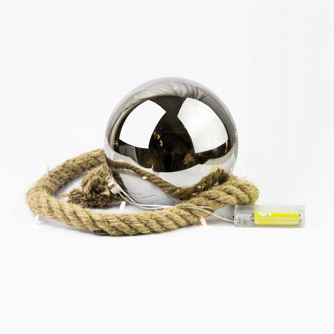 China Black anodized and LED glass ball with manila rope , Xmax deco on ...