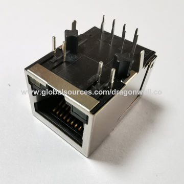China10/100 Base-T Low profile 1x1 Port magnetic RJ45 TAB-Down DIP ...