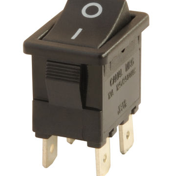 MR6 Series DPST Mini-rocker switches, 20A 125VAC in UL/CUL, High inrush ...