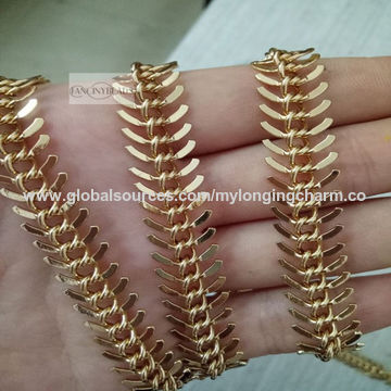 China DIY Magic Fishbone Chain 18K Pure Copper Gold Chain on Global ...