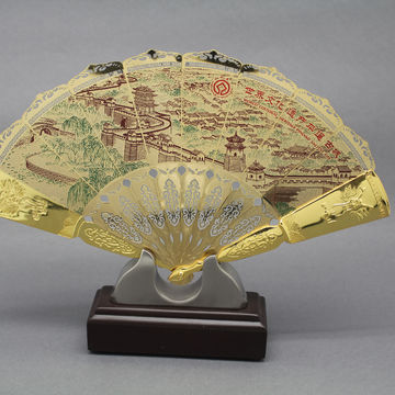 Buy Wholesale China Handicrafts Gold / Silver Steel Folding Fan ...