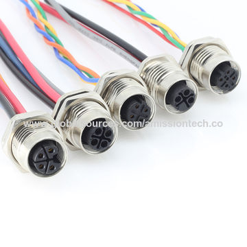 M12 K code, L code, M code, T code panel mount bulkhead connector for ...