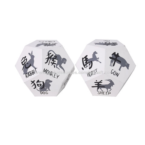 Handmade game dice 12 Chinese zodiac 12 sides Wooden craft Dice, Wooden ...