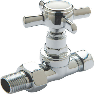 1/2" x 15mm Female Straight Radiator Valve Cross-Handle, Straight ...