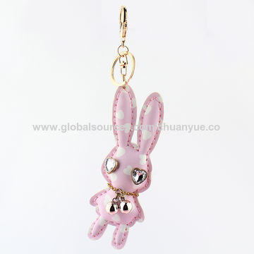 Buy Wholesale China Hot Sale Leather Cute Rabbit Keychain, Size And ...