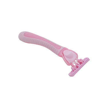 China Promotional rubber handle triple blade disposable razor with ...