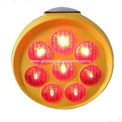 Traffic safety hazard warning light round LED flasher sunflower solar ...