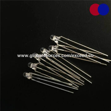 3mm Through-hole LED 3-Pin Water color lens RB Bri-Color Emitting ...