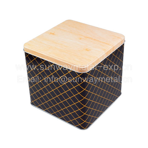 Buy Wholesale China Wood Grain Square Tin Plate Box Food Storage Gift ...