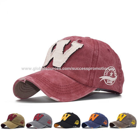 China Promotional Custom 6 Panel Plain Distressed Caps Washed Style ...