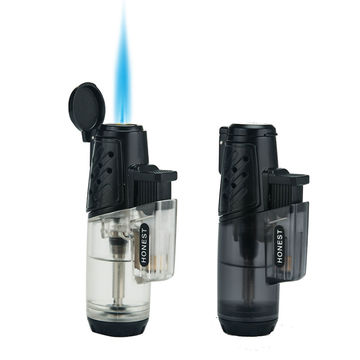 China Single Powerful Jet Lighter for Cigar Cigarettes Clear Gas tank ...