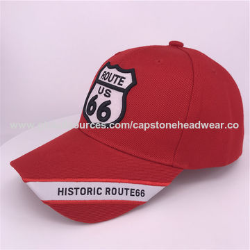 Red wholesale quality route 66 cap embroidery baseball cap, red cap ...