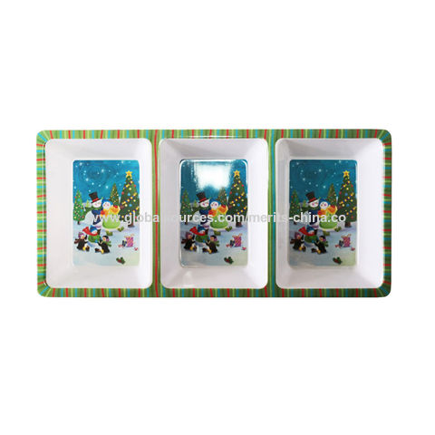 Buy Wholesale China Melamine Tray With 3 Division Bowls, Chip And Dip ...