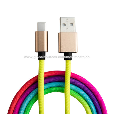 Buy Wholesale China Nylon Braided Rainbow Color Usb Cable With Type C ...
