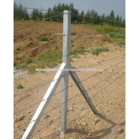 Single strand barbed wire with 5-inch barb spacing, used for protecting ...