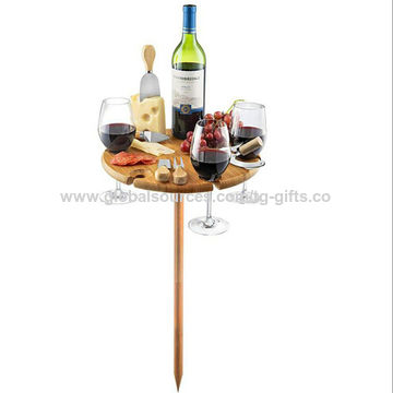 Buy Wholesale China Portable Outdoor Wine Holder Bamboo Table With ...