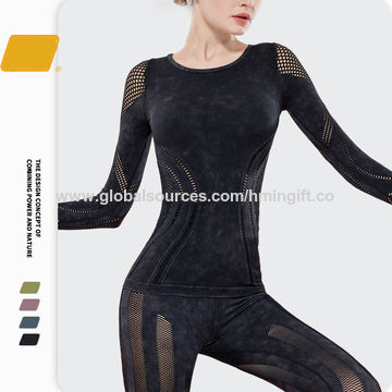 Sexy Mesh Stitching Tie Dye Seamless Long Fitness Pants Set Water ...