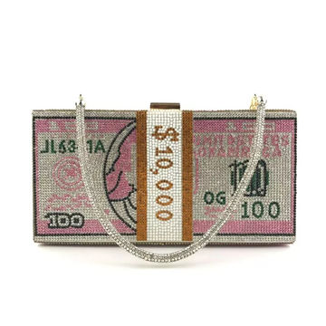 Buy Wholesale China Money Clutch Rhinestone Purse 10000 Dollars Stack ...