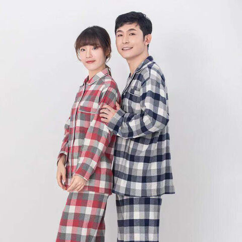 VIV&LUL winter Men and women homewear Winter grid, sleepwear Lovers ...