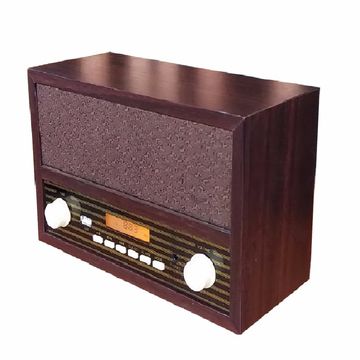 China High quality wood retro FM clock radio with headphone jack on ...