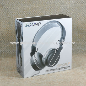 Customized cardboard headphone packaging boxes with black blister ...