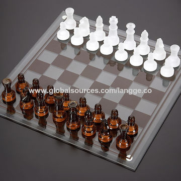 Buy Wholesale China Langge 14'' Glass Chess Game Set Chess & Checkers ...